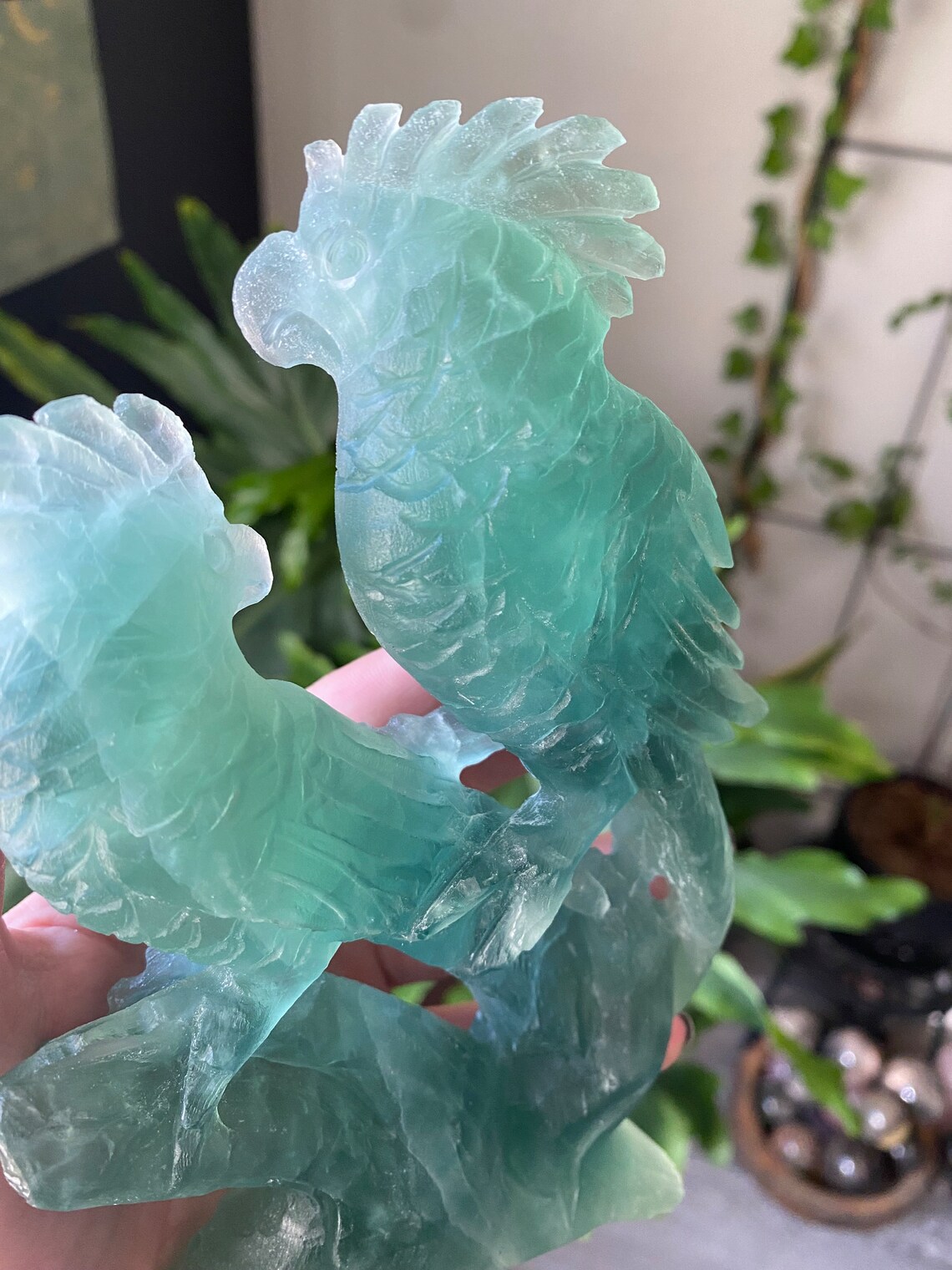 1.4lb Fluorite Birds Crystal | Natural Stone Carved Parrots Cockatoos ...