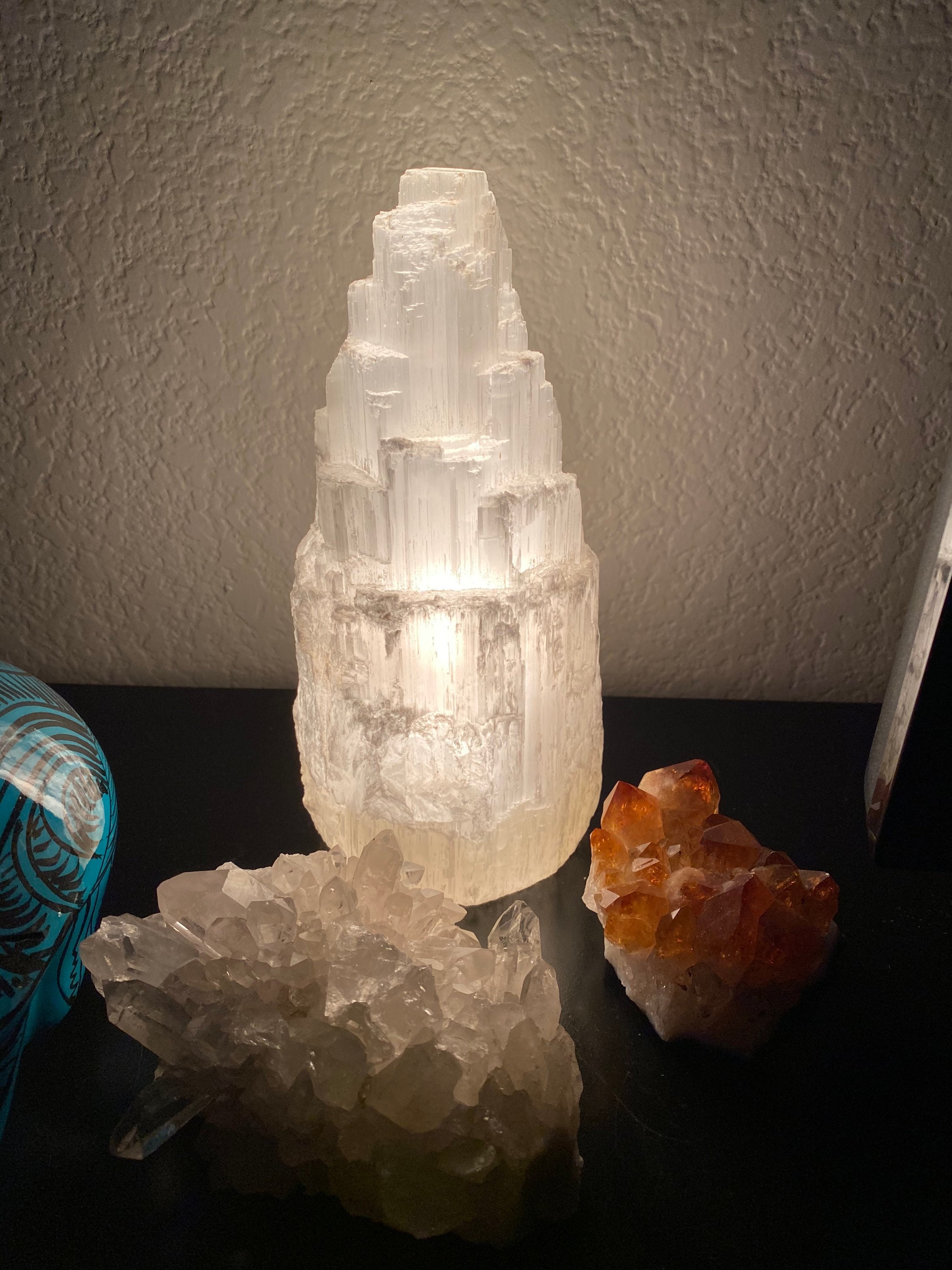 6 to 12 Inch Selenite Crystal Tower Lamp (cord Light and Bulb Included ...