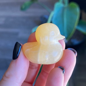 Orange Calcite Duck Crystal | Natural Carved Stone Rubber Duck ...