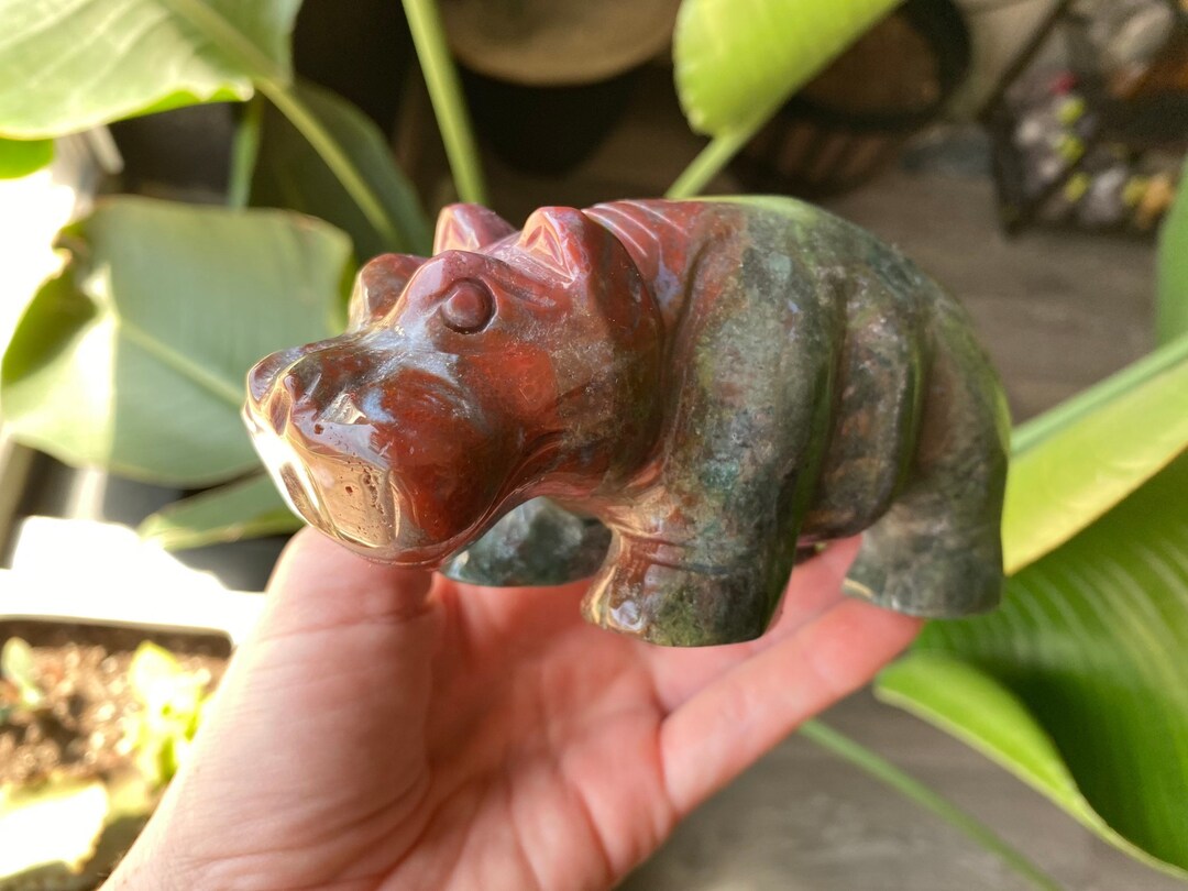 1.4lb Ocean Jasper Hippo Crystal Large | Natural Polished and Carved ...