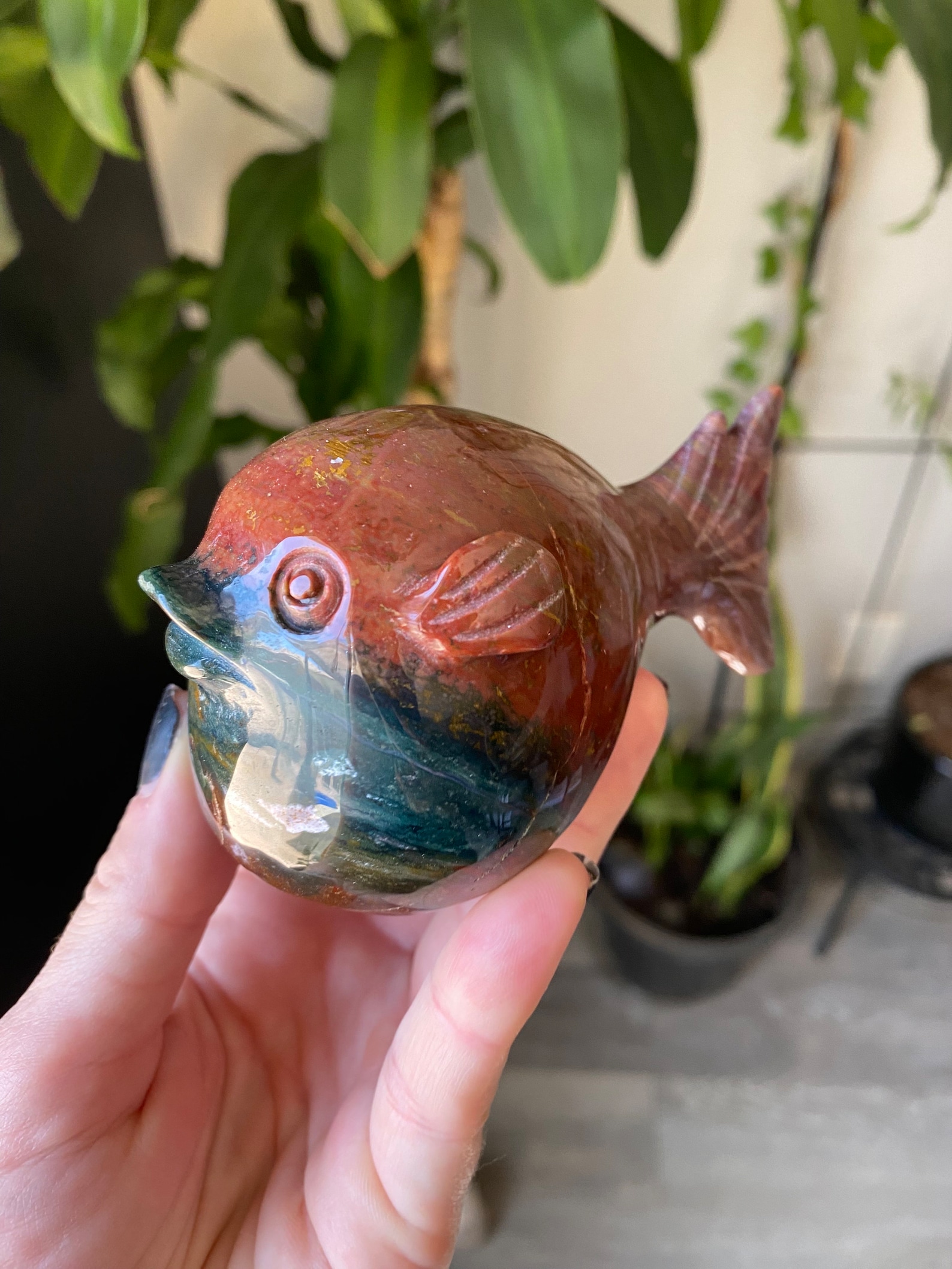 Ocean Jasper Puffer Fish Crystal Large | Natural Polished and Carved ...