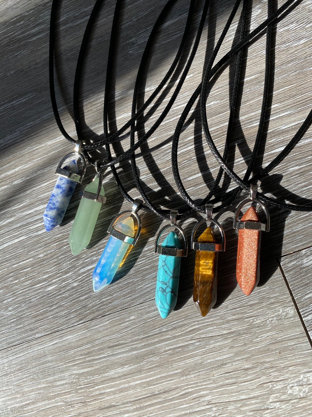 Assorted Gem Pendant Necklaces | Black Cord Necklace | Tigers Eye ...