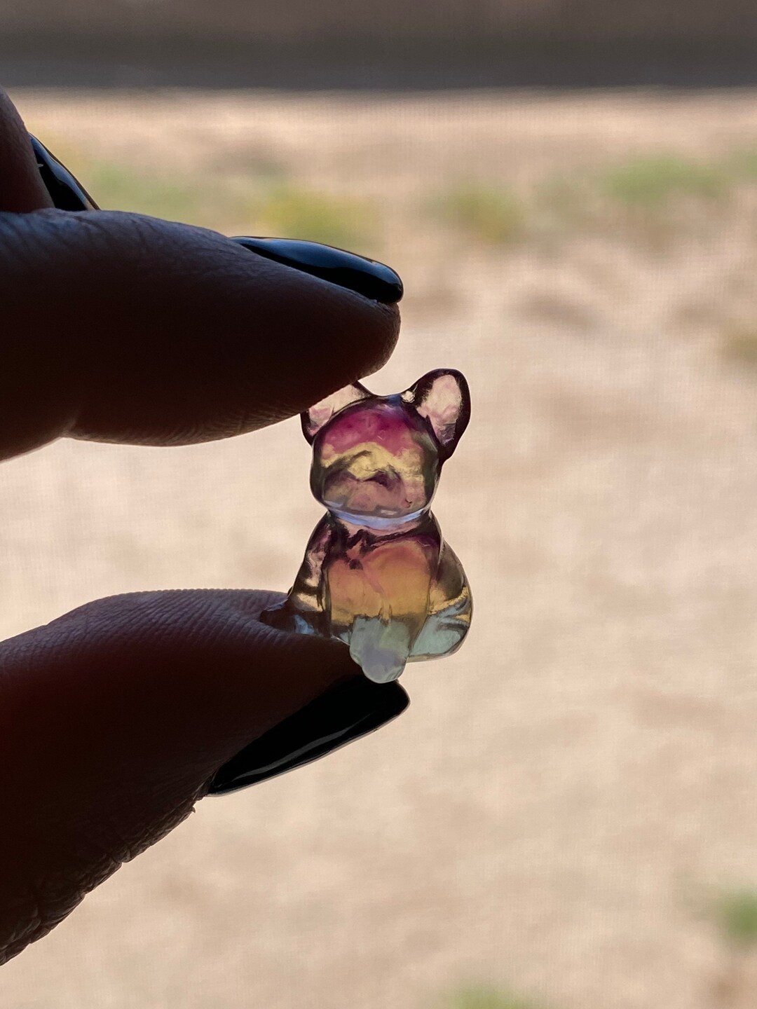 Fluorite Dog Crystal Mini | Carved and Polished Natural Stone French ...