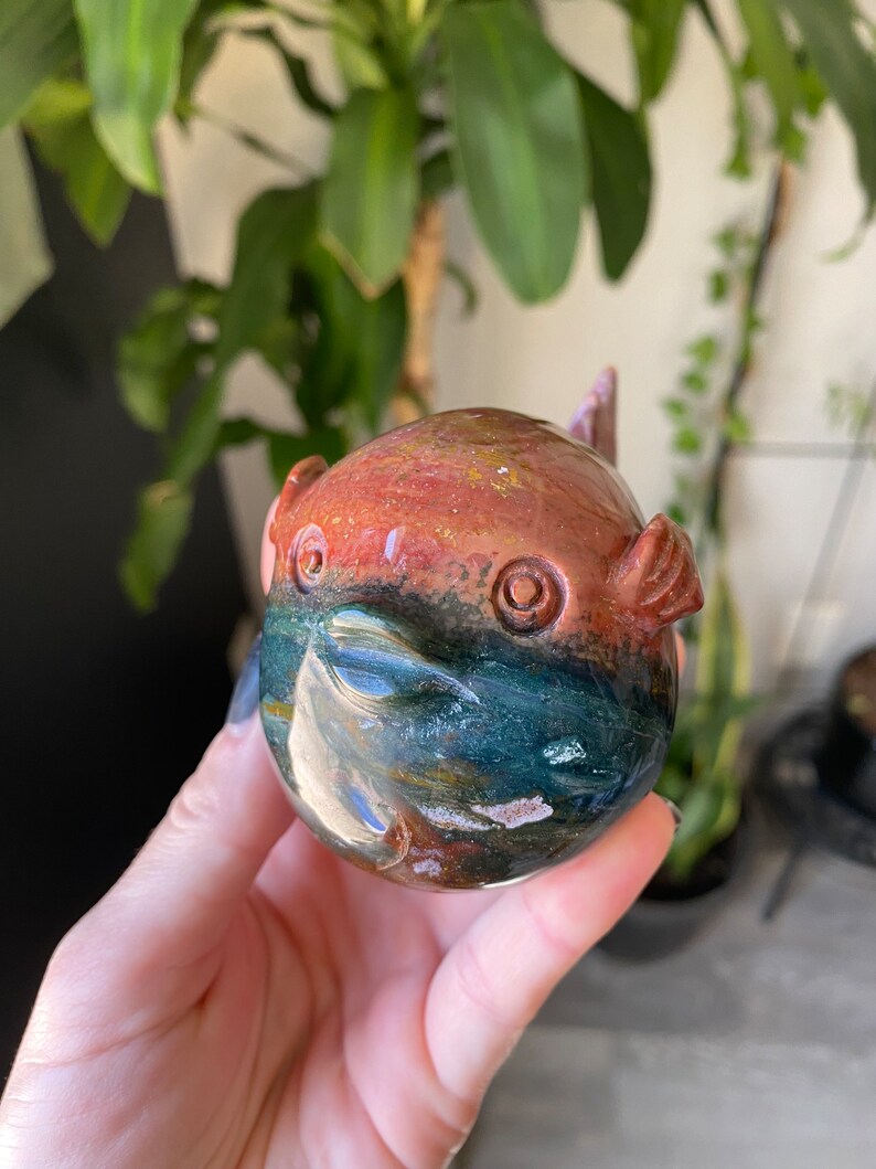 Ocean Jasper Puffer Fish Crystal Large | Natural Polished and Carved ...