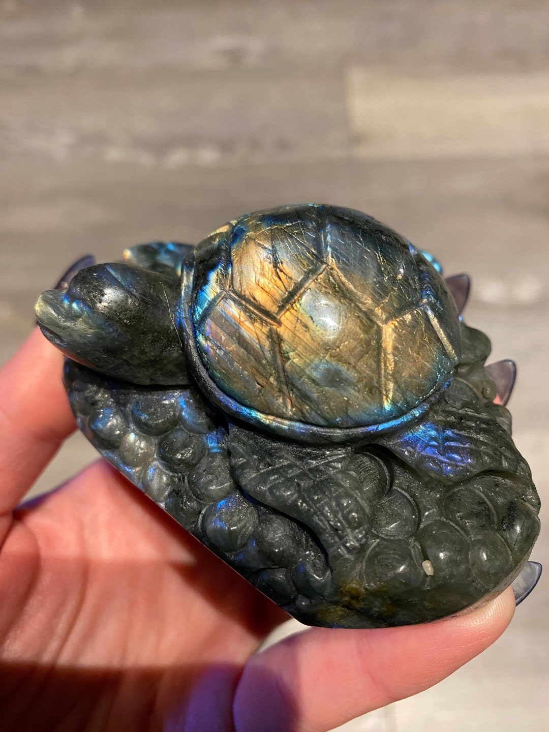 Labradorite Turtle Crystal Carving | Carved and Polished Natural ...