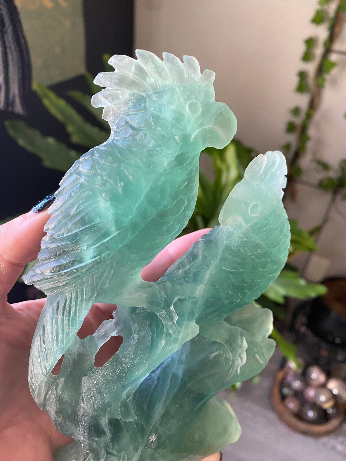 1.4lb Fluorite Birds Crystal | Natural Stone Carved Parrots Cockatoos ...