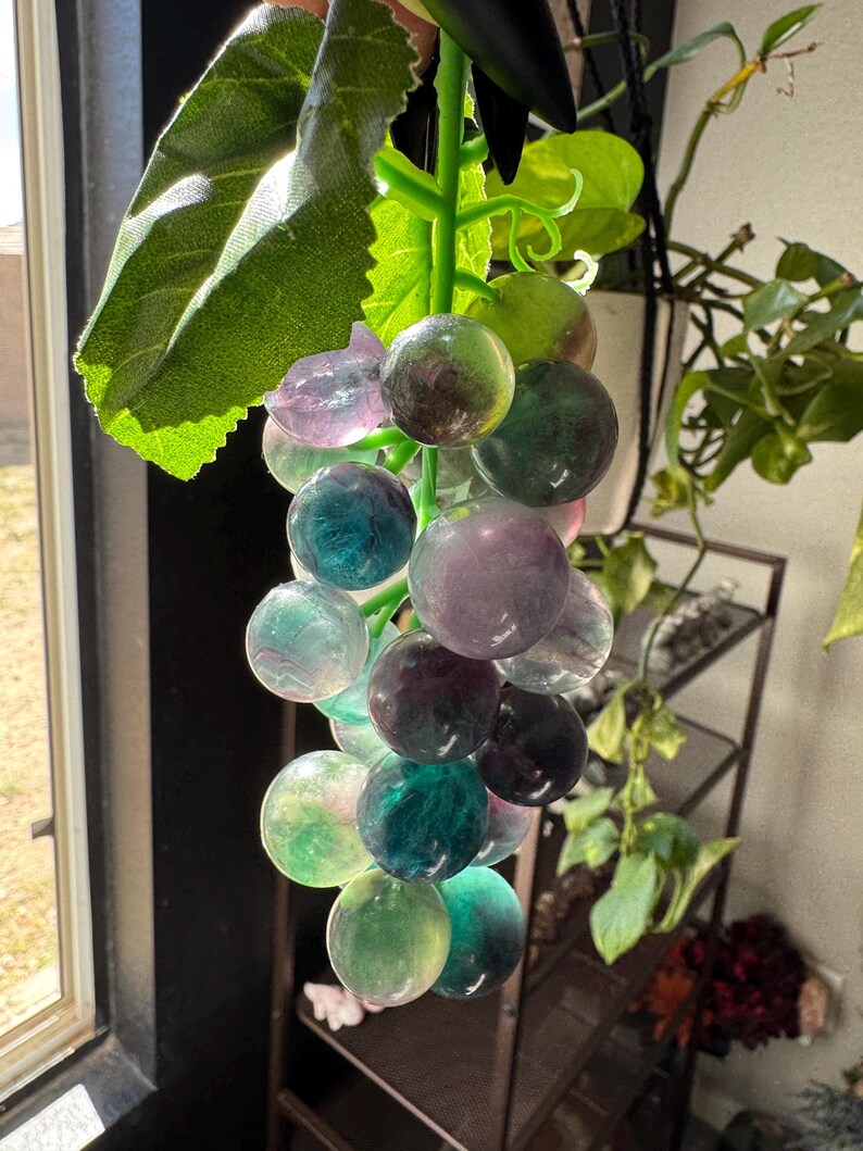 Purple & Green Fluorite Grape Cluster Crystal | Carved and Polished ...