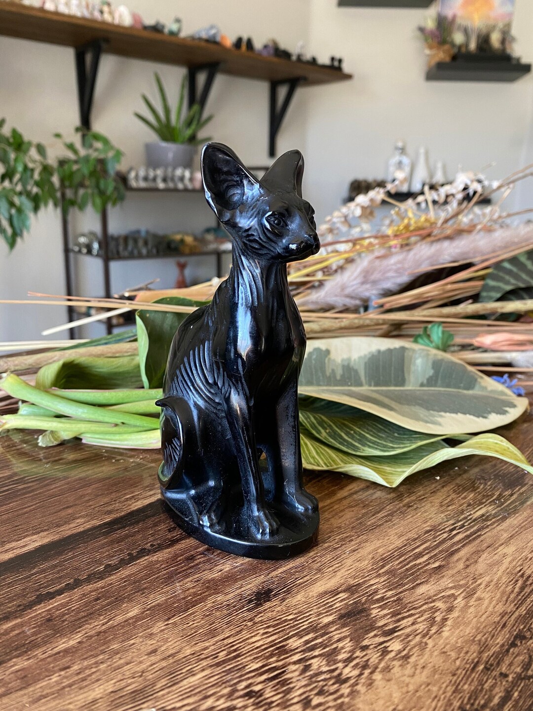 1lb Black Obsidian Sphinx Cat Crystal Large | Natural Stone Carved and ...