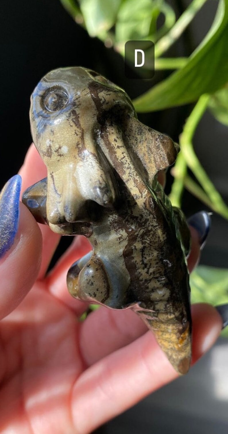 Picture Jasper Axolotl Crystal | Natural Carved and Polished Stone ...