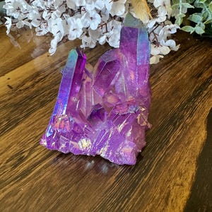 Purple Aura Quartz Crystal Cluster | Natural Stone With Aura Coating ...
