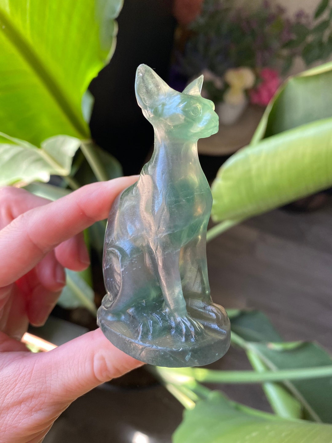 Fluorite Sphinx Cat | Carved and Polished Natural Fluorite Egyptian Cat ...