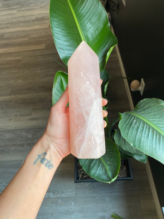 XL Rose Quartz Crystal Tower Point Generator Polished Smooth | Etsy