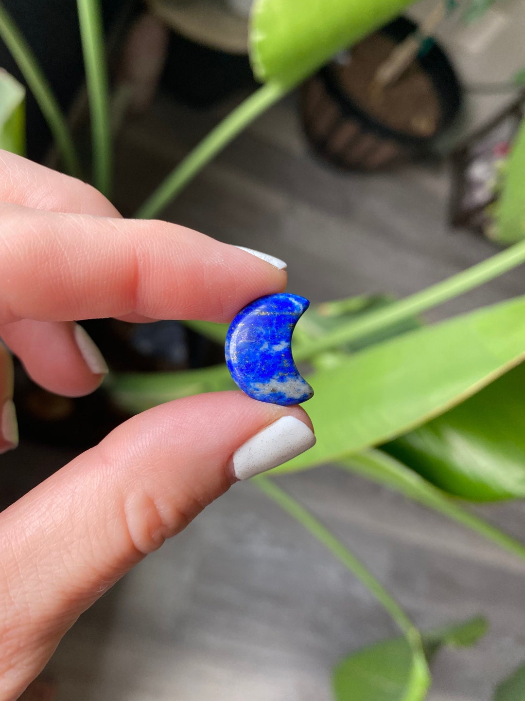 Lapis Lazuli Moon Crystal Mini | Natural Carved Polished Pocket Stone ...