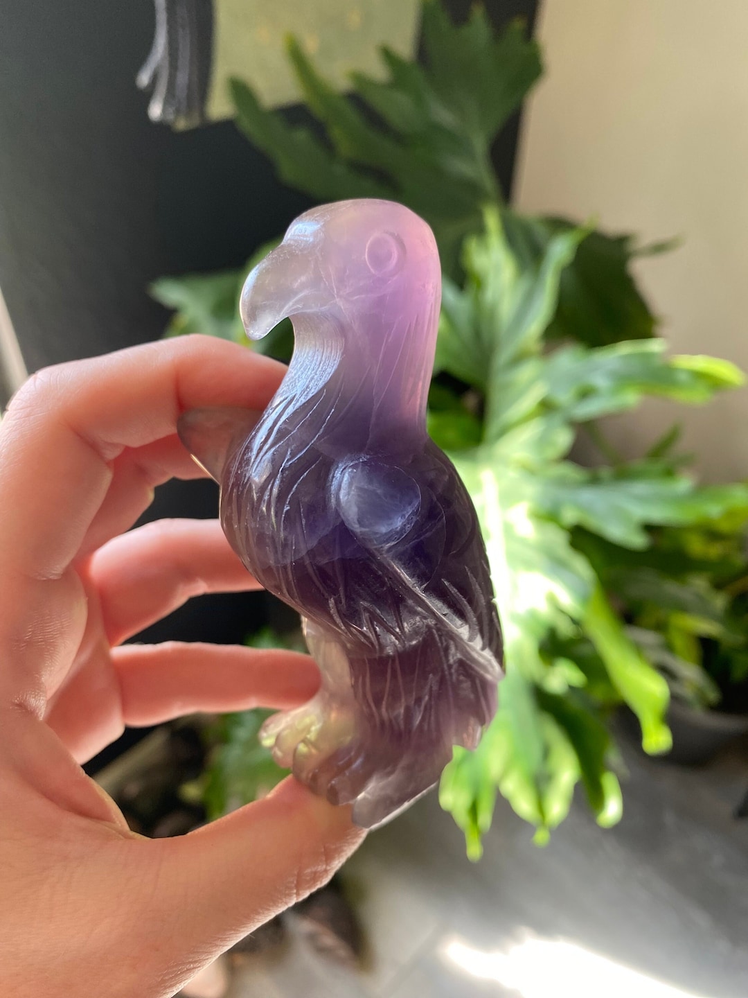 Purple Fluorite Eagle Crystal | Carved and Polished Natural Fluorite ...