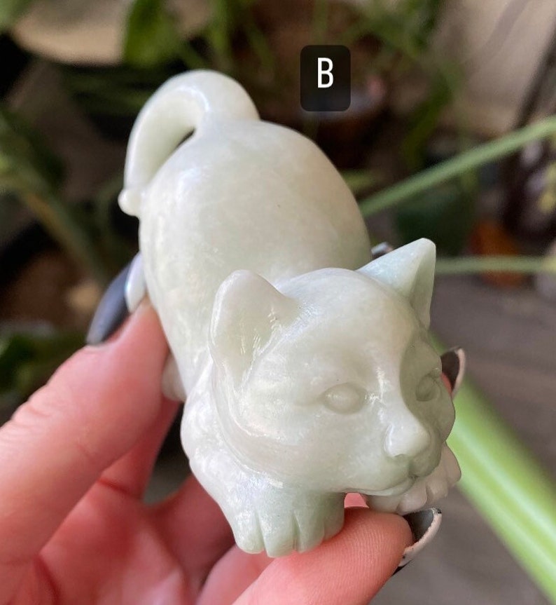 Lushan Jade Cat Crystal Natural Stone Carved and Polished - Etsy