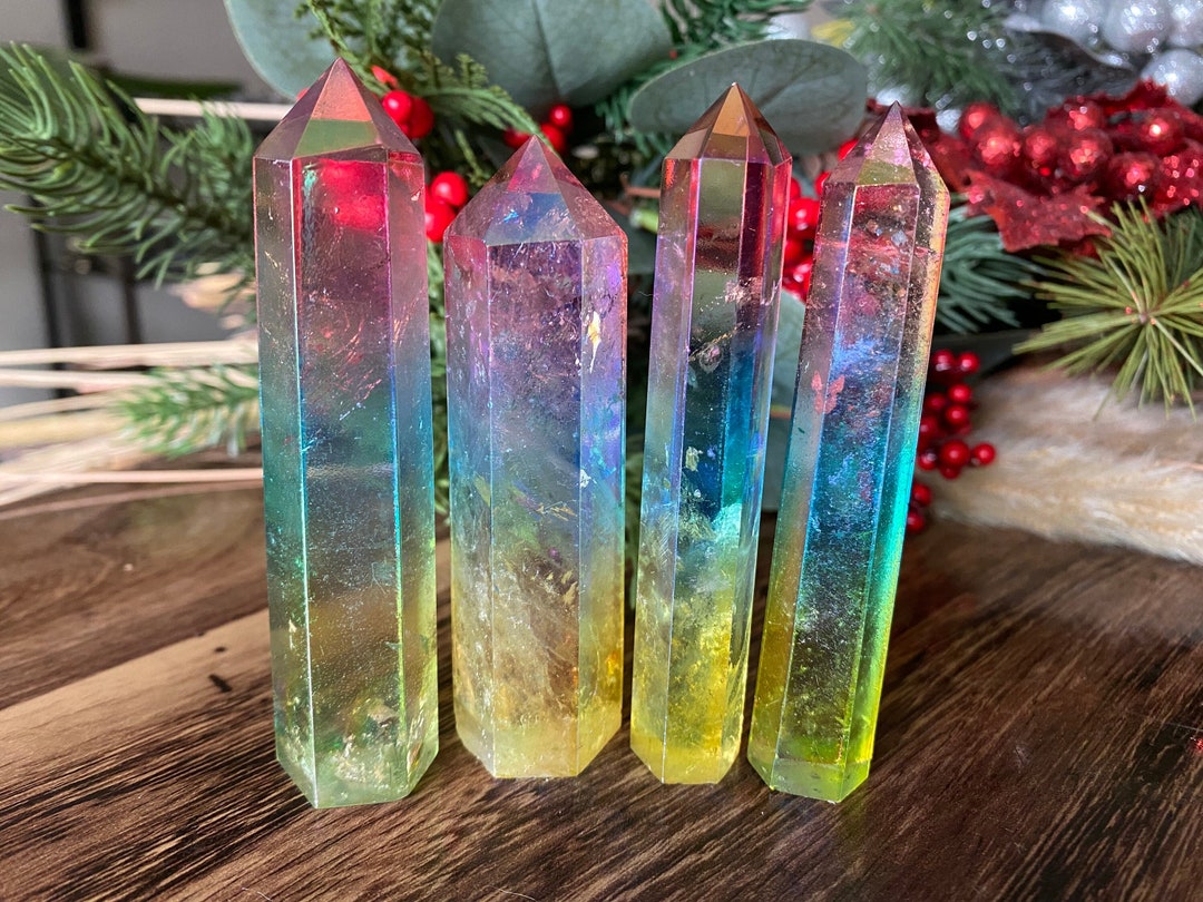 Blue Pink Yellow Cotton Candy Aura Quartz Tower Point Generator ...
