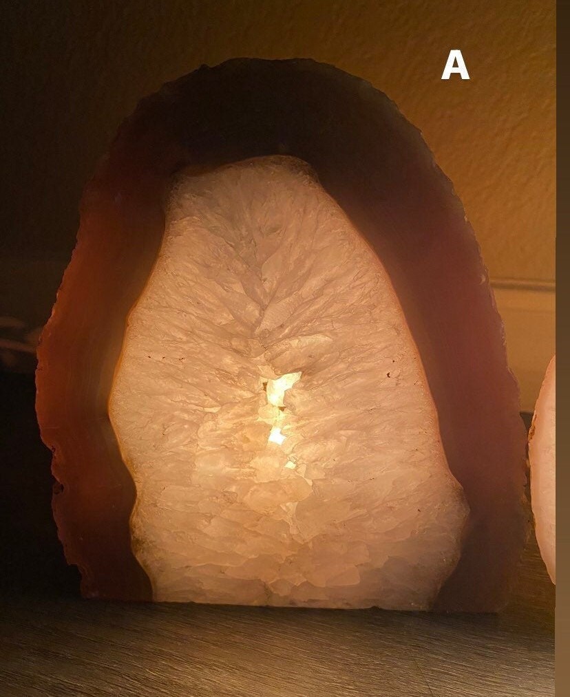 Natural Agate Crystal Lamp Base Cut and Polished Front | Etsy