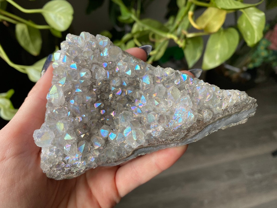 Angel Aura Amethyst Crystal Cluster | Natural Stone With Aura Coating ...