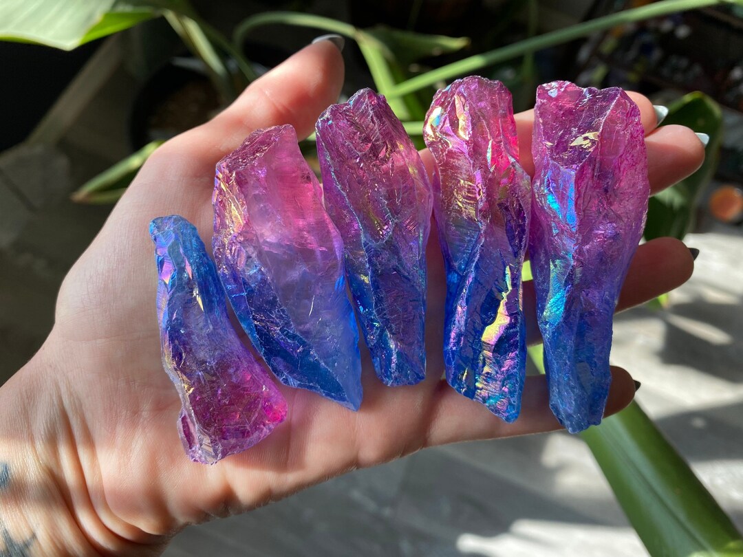 Blue and Pink Aura Quartz Crystal Point | Metaphysical Healing and Home ...