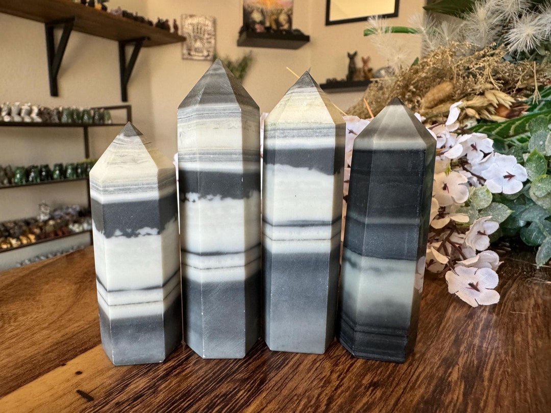 Tai Chi Jasper Tower Crystal | Natural Stone Carved Point Generator ...