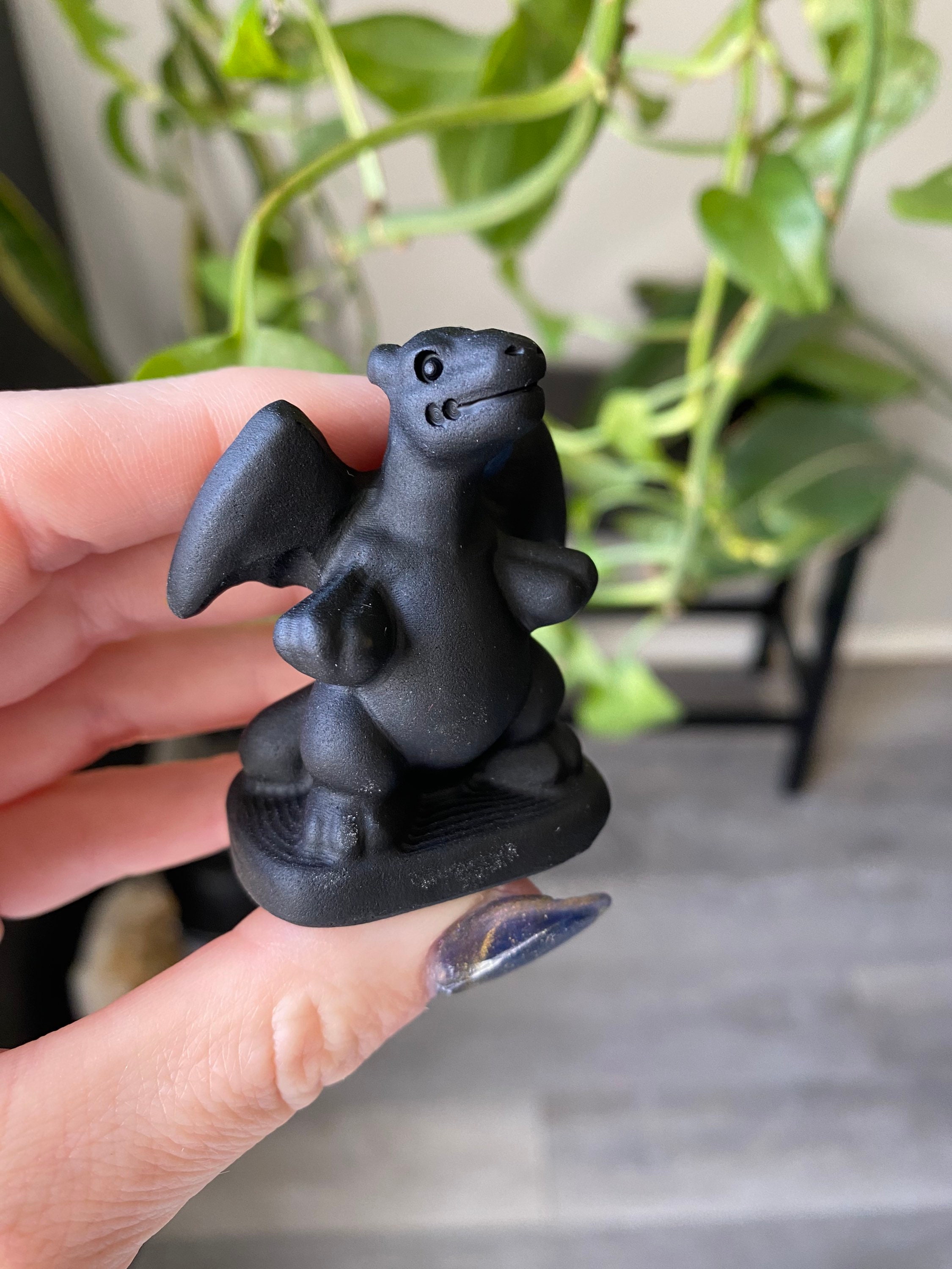 Black Obsidian Charizard Crystal | Natural Carved Stone Shiny Version ...