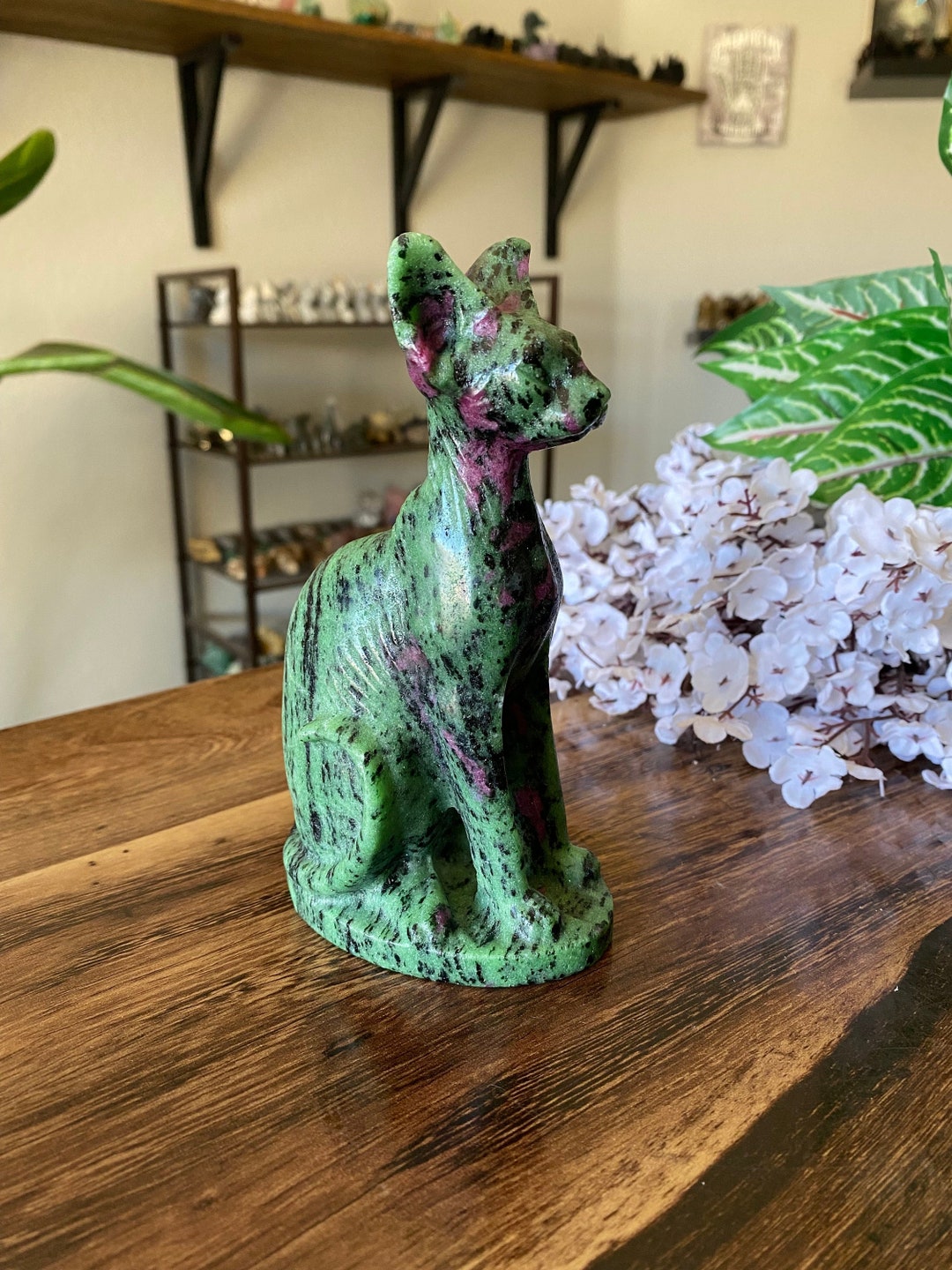 1.4lb Ruby Zoisite Sphinx Cat Crystal Large | Anyolite Stone Carved and ...