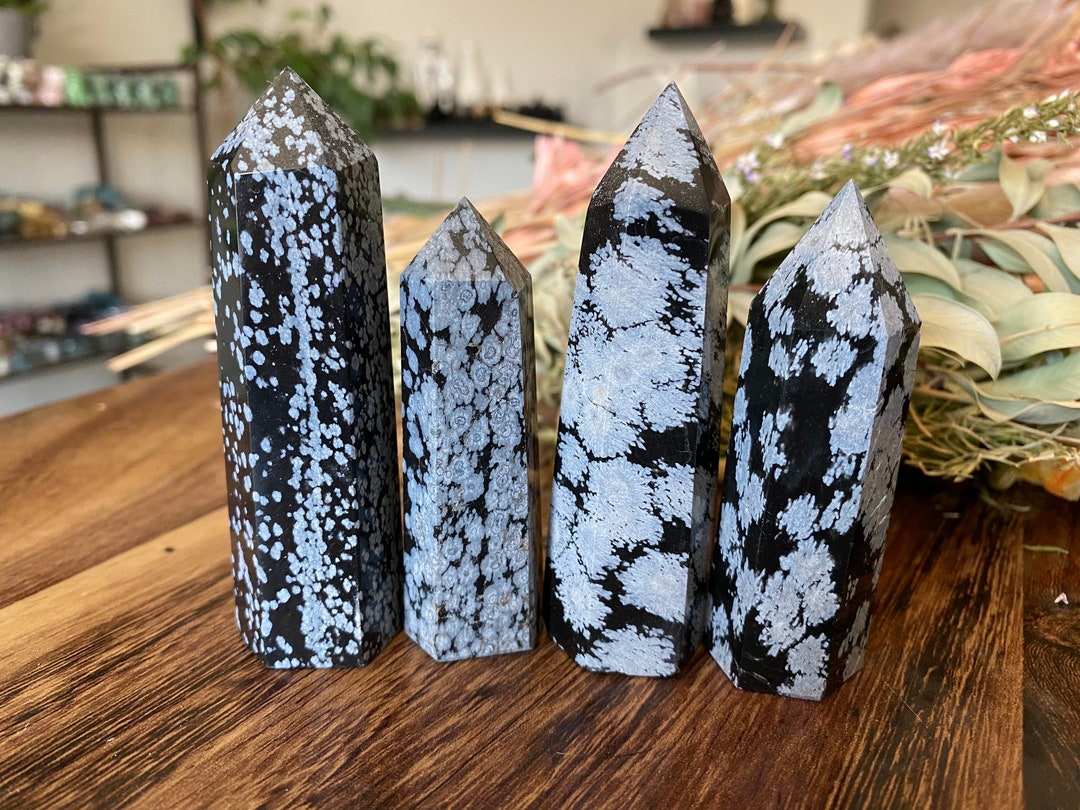 Snowflake Obsidian Tower Point Natural Polished Metaphysical Home Decor ...