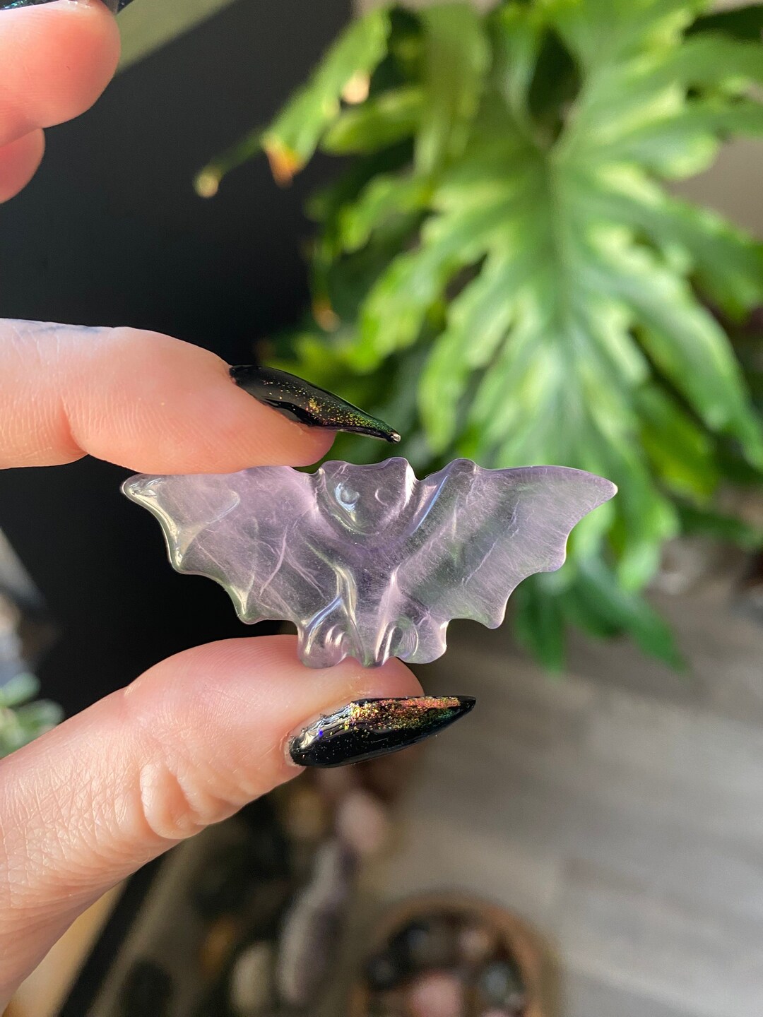Purple Fluorite Bat Crystal Carved and Polished Natural Stone Fluorite ...