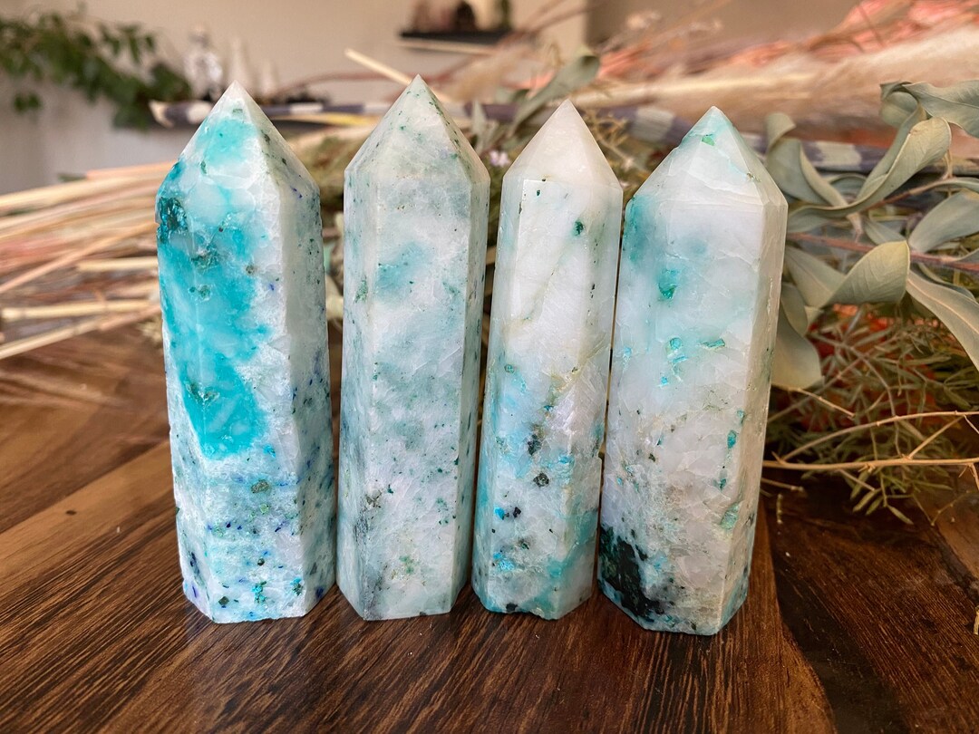 Phoenix Stone Crystal Tower Point Natural Stone Chrysocolla - Etsy