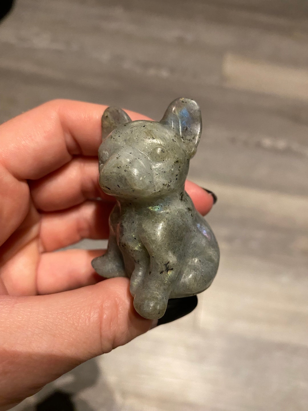 Labradorite Dog Crystal Carved and Polished Natural Stone French ...