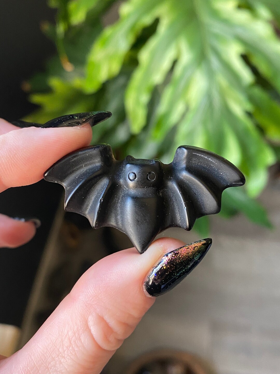 Black Obsidian Bat Crystal Natural Carved and Polished Stone - Etsy