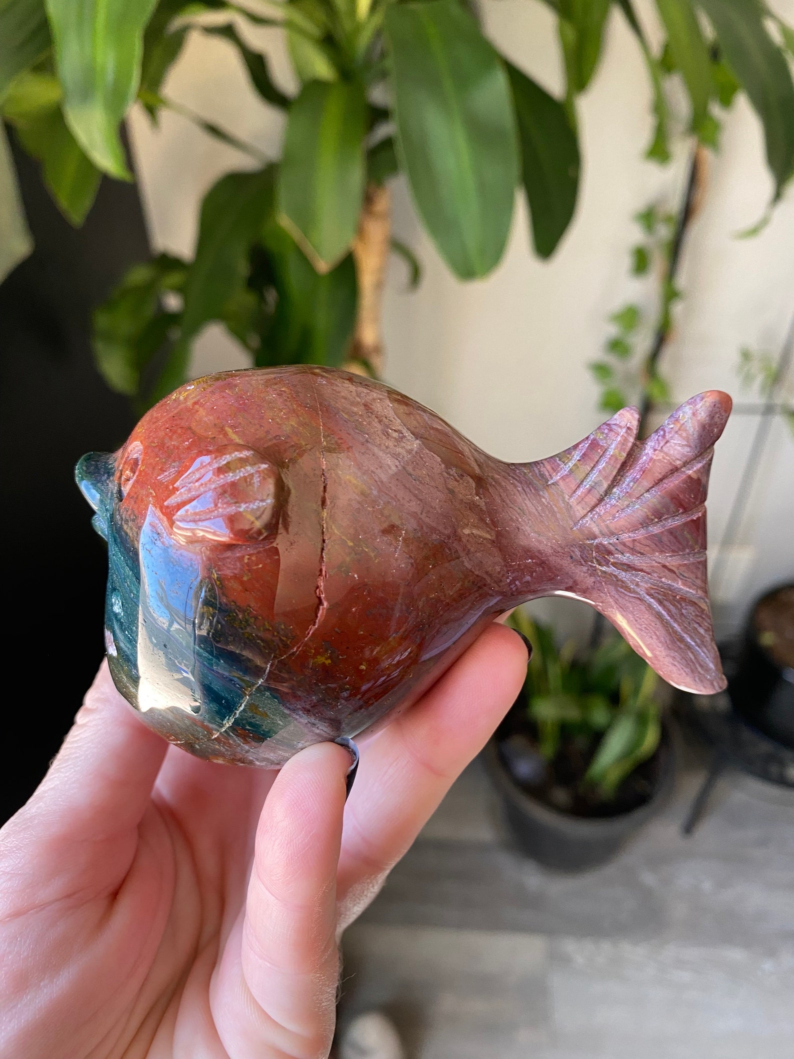 Ocean Jasper Puffer Fish Crystal Large | Natural Polished and Carved ...