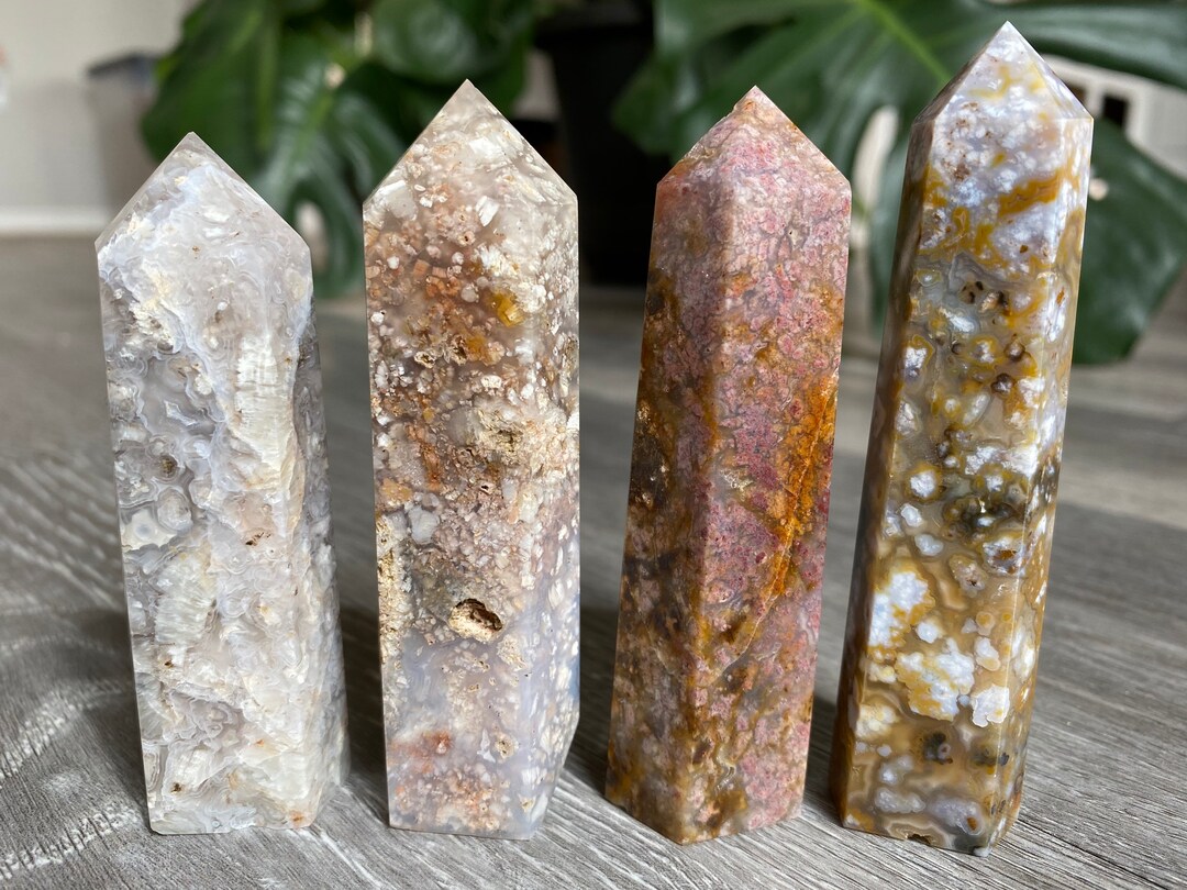 Snowflake Agate Tower Point Generator | Natural Polished Carved Stone ...