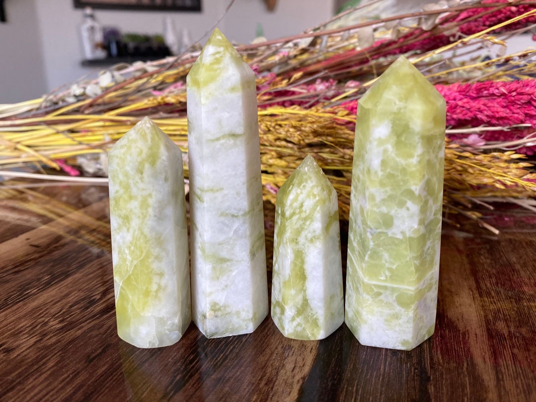 Lemon Jade Crystal Tower Point | Natural Lemon Jade Carved and Polished ...