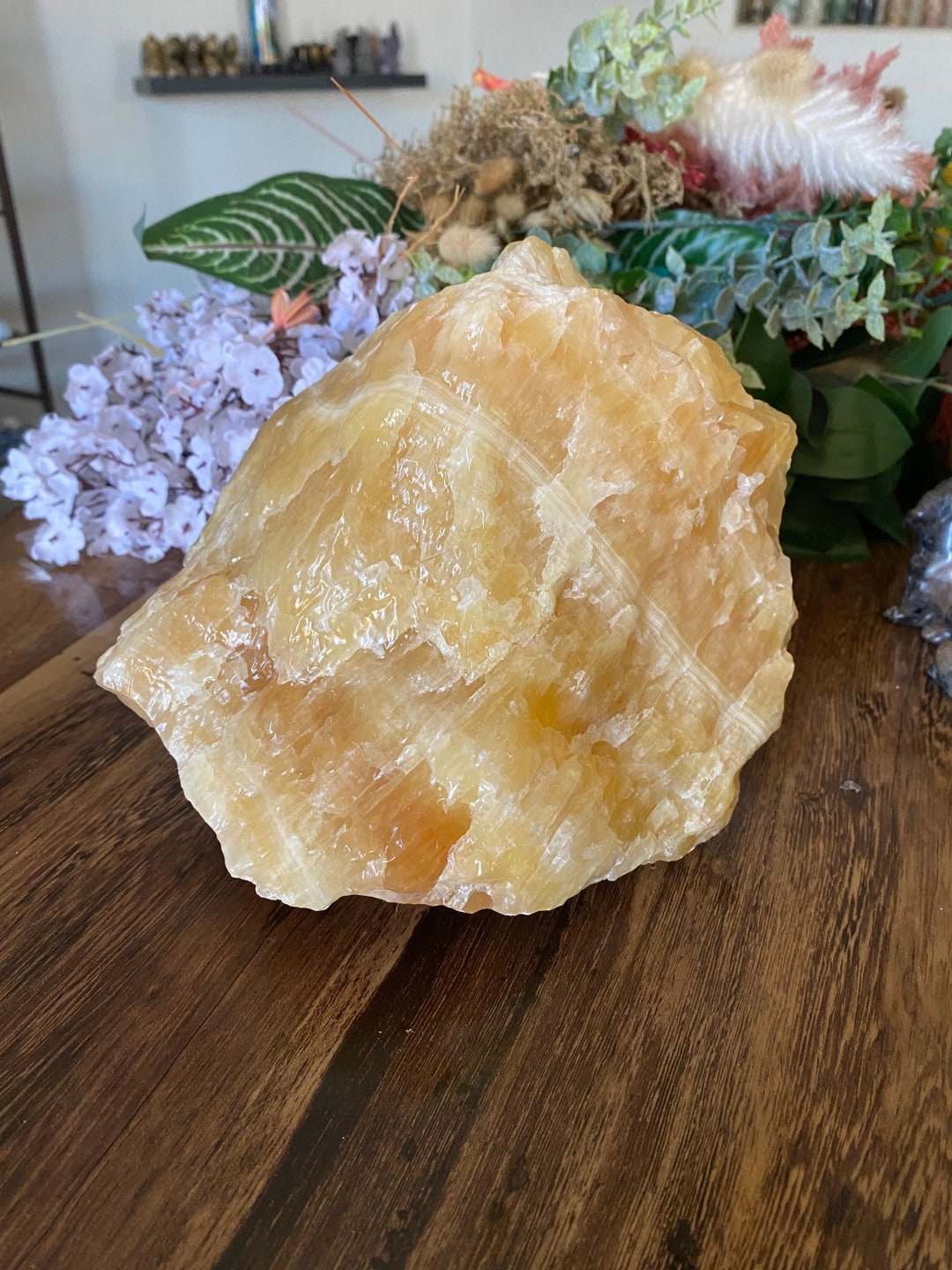 7.4lb Yellow Calcite Crystal Large | Raw Rough Natural Stone Specimen ...