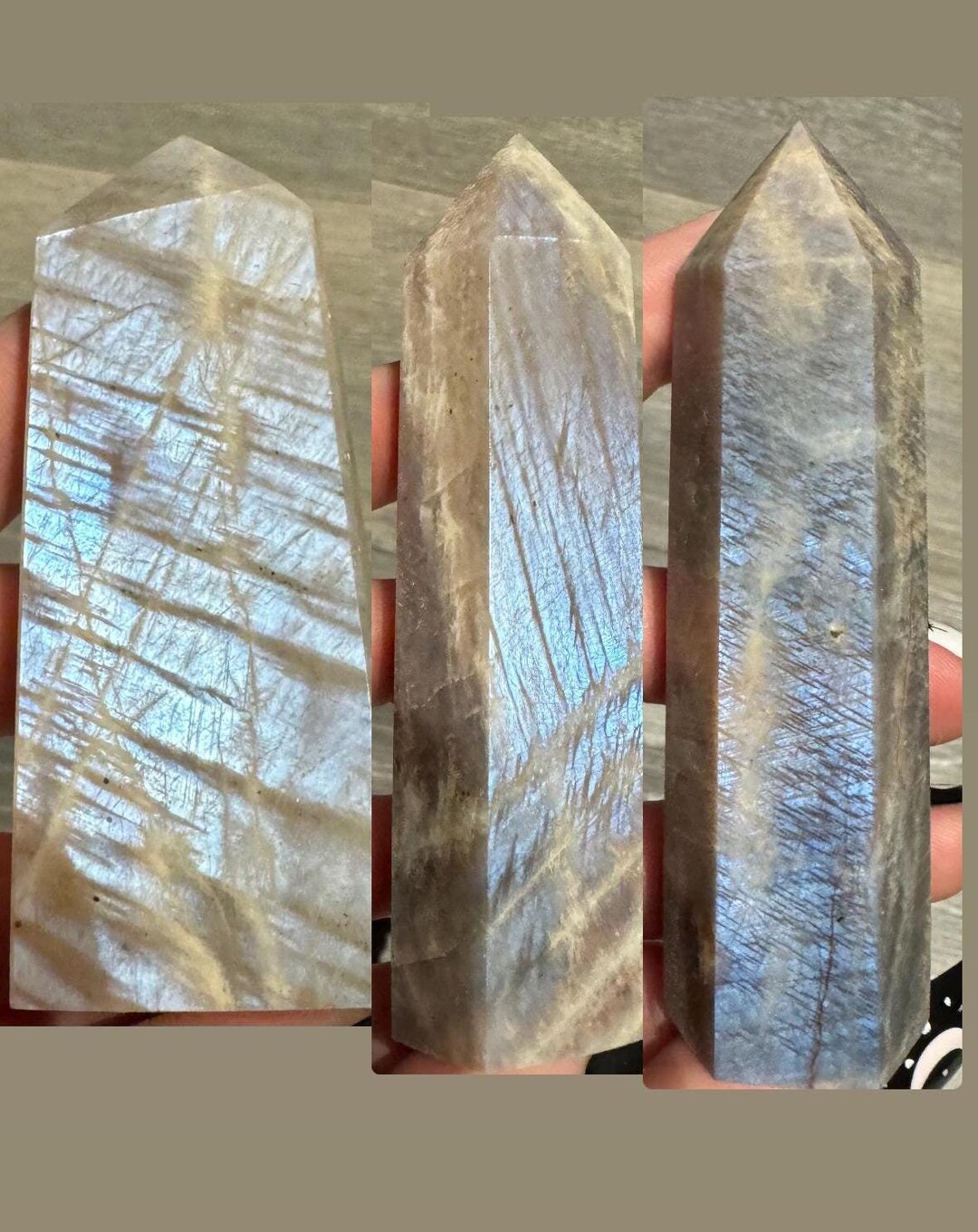 Moonstone With Sunstone Tower Natural Carved Crystal Point | Gemstone ...