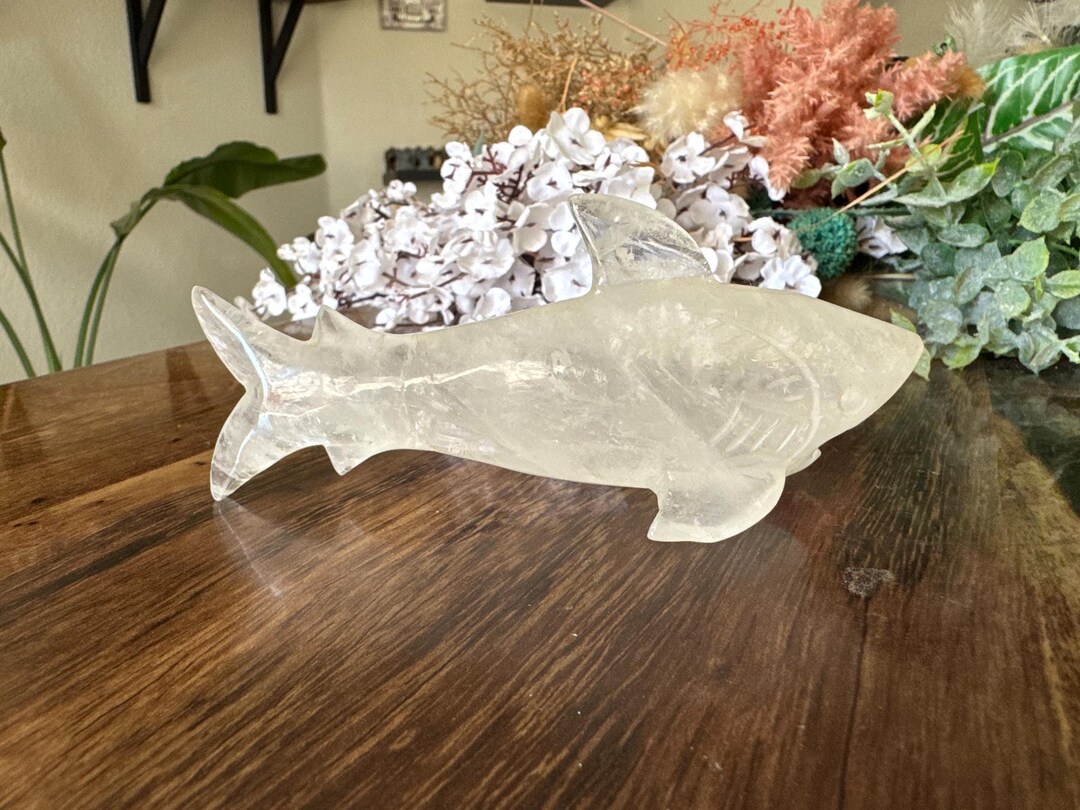 Clear Quartz Shark Crystal | Polished and Carved Natural Stone Shark ...