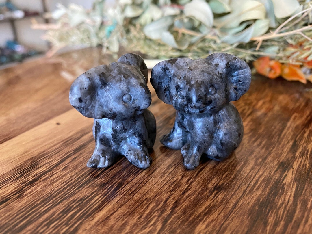 Larvikite Koala Crystal Mini | Natural Stone Carved and Polished Koala ...