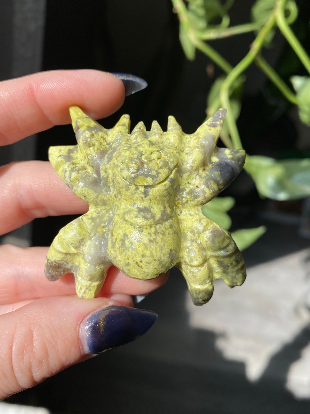 Serpentine Spider Crystal | Natural Carved and Polished Stone Tarantula ...