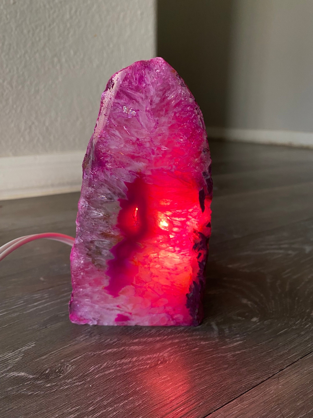 Agate Crystal Lamp Color Enhanced Base Cut and Polished Front Cord and ...