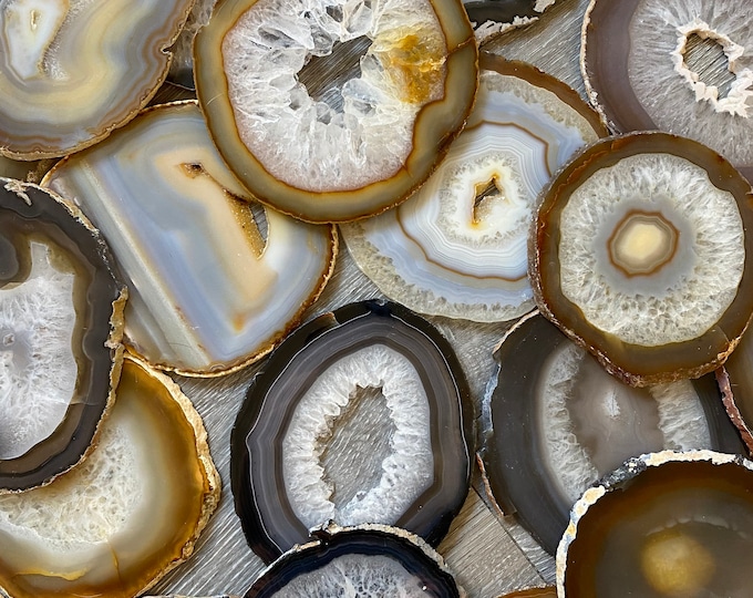 Agate Geode Crystal Coasters | Assorted Blue Pink Purple Teal & Natural ...