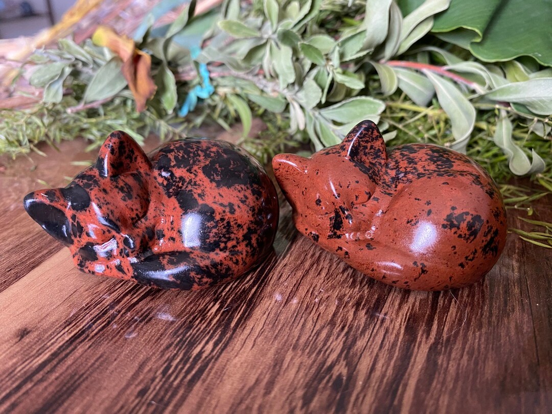 Mahogany Obsidian Sleeping Cat Crystal | Natural Mahogany Obsidian ...