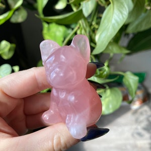 Rose Quartz Dog Crystal Natural Rose Quartz Stone Carved and Polished ...