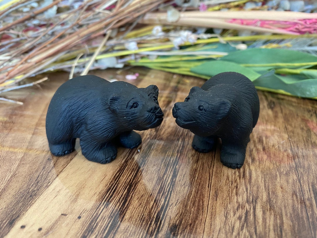 Black Obsidian Bear Crystal | Natural Stone Carved Bear | Metaphysical ...