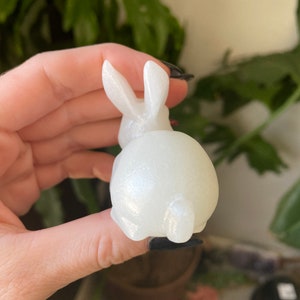 White Jade Rabbit Crystal | Natural White Jade Carved and Polished ...