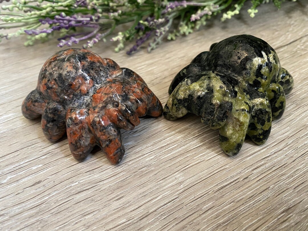 Crystal Spider | Red Que Sera & Jade | Carved and Polished Natural ...