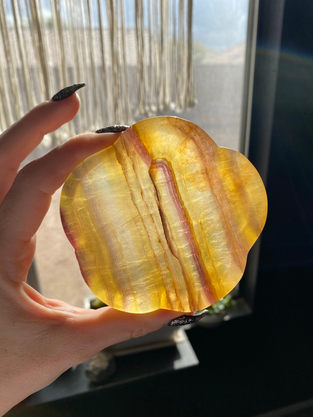 Fluorite Flower Dish Crystal | Carved and Polished Natural Fluorite ...
