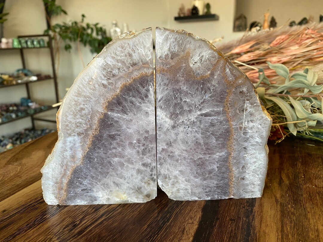 6.9lb Agate Geode Book Ends 2 Piece Large Gemstone Display Metaphysical ...