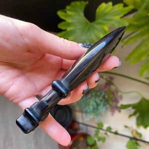 Black Obsidian Dagger Crystal Natural Stone Carved and - Etsy