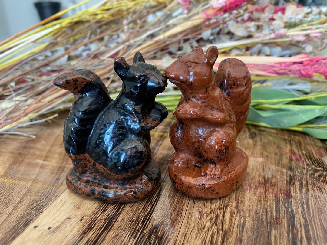 Mahogany Obsidian Squirrel Crystal | Natural Stone Carved and Polished ...